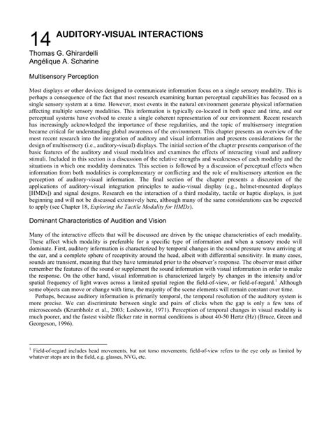 Pdf Auditory Visual Interactions