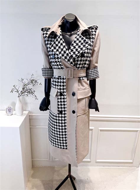 Viva 23w 2온스퀼팅 하운드패턴 트렌치코트