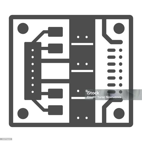 장착 슬롯 솔리드 아이콘 전자 개념 흰색 배경에 Pcb 벡터 기호 모바일 개념 및 웹 디자인을위한 글리프 스타일 아이콘이있는