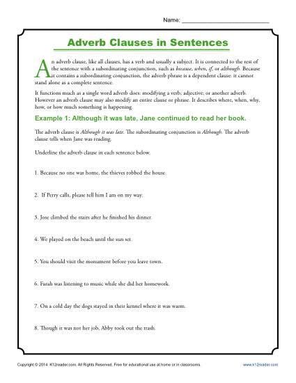 Adverb Clause Examples
