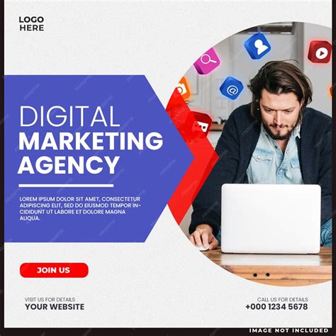 디지털 마케팅 기업 소셜 미디어 및 에이전시 배너 또는 인스타그램 포스트 템플릿 무료 Psd 파일