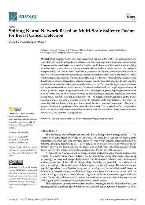 Pdf Spiking Neural Network Based On Multi Scale Saliency Fusion For Breast Cancer Detection