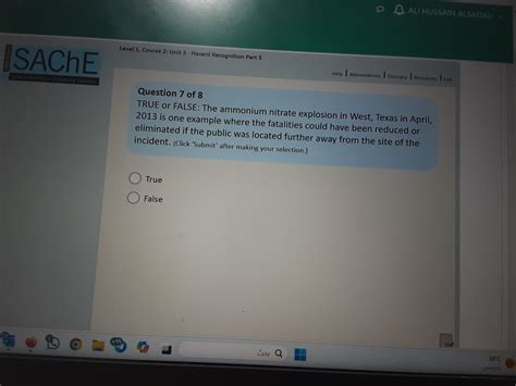 Solved True Or False The Ammonium Nitrate Explosion In