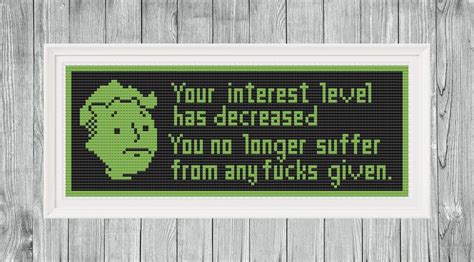 fallout notification fallout video game cross stitch pattern