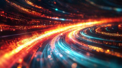 Dynamic Data Streams Abstract Light Streaks Visualizing Information Movement And Connectivity In