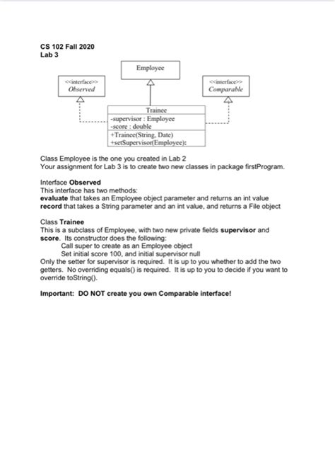 Solved Cs 102 Fall 2020 Lab 3 Employee Comparable Trainee
