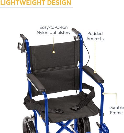 Transport Chair Lightweight Aluminum Blue Coastal Medical Equipment