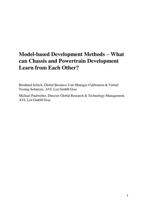 Pdf Model Based Development Methods What Can Chassis And Powertrain