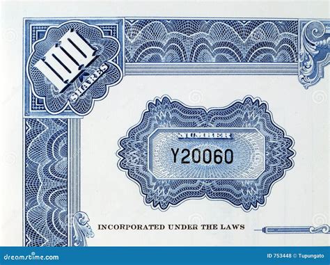 Het Certificaat Van Aandelen Met Serienummer Stock Foto Image Of