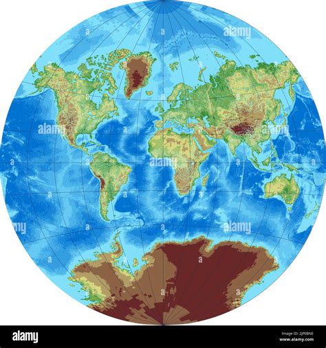 Vector Pixelated Topographic World Map Van Der Grinten Projection Stock Vector Image And Art Alamy