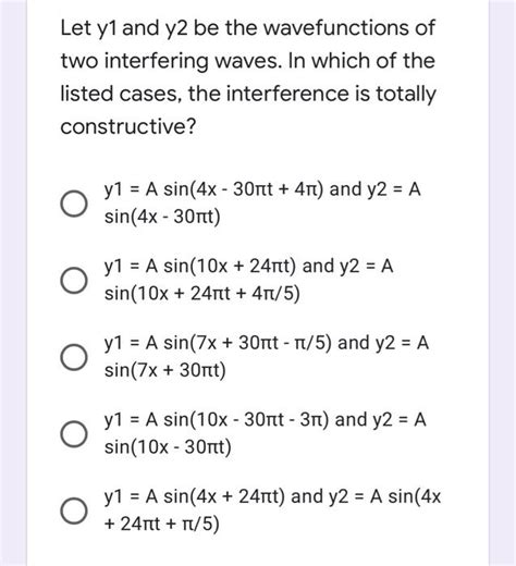 solved let y1 and y2 be the wavefunctions of two interfering