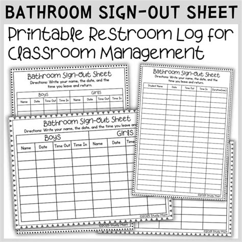 Bathroom Sign Out Sheet Printable Restroom Log For Classroom Management