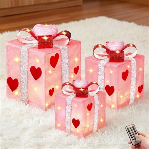 Colingmill 3 Pcs Pink Valentines Day Decorations Lighted