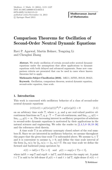 Pdf Comparison Theorems For Oscillation Of Second Order Neutral