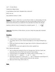 Lab Circular Motion Report Docx Lab Circular Motion Submitted By Megan Danley Group