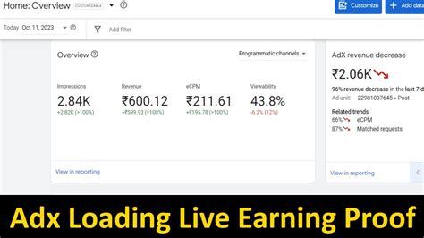 Adx Loading Live Earning Proof Adx Loading Method Youtube