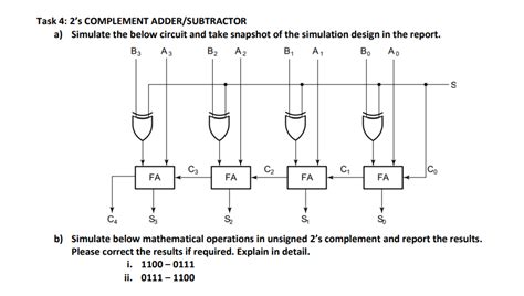 Task S COMPLEMENT ADDER SUBTRACTOR A Simulate Chegg