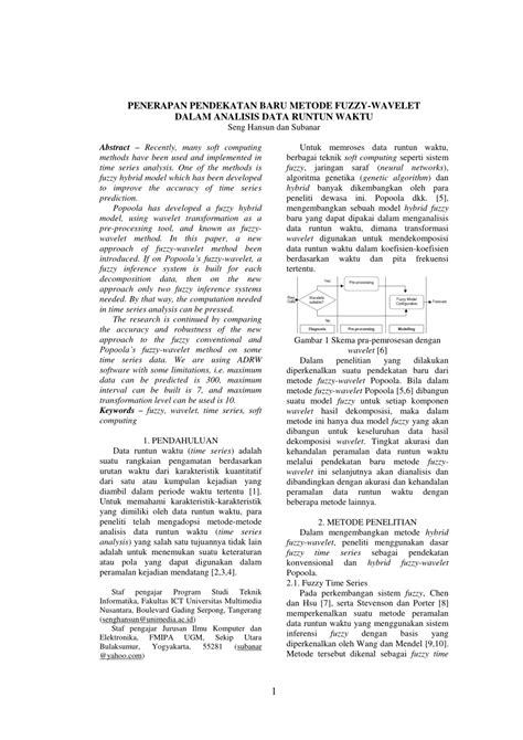 Pdf Penerapan Pendekatan Baru Metode Fuzzy Wavelet Dalam Analisis