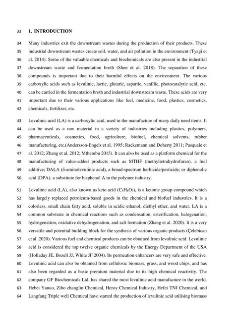 Pdf Perspective Of Reactive Separation Of Levulinic Acid In Dokumentips