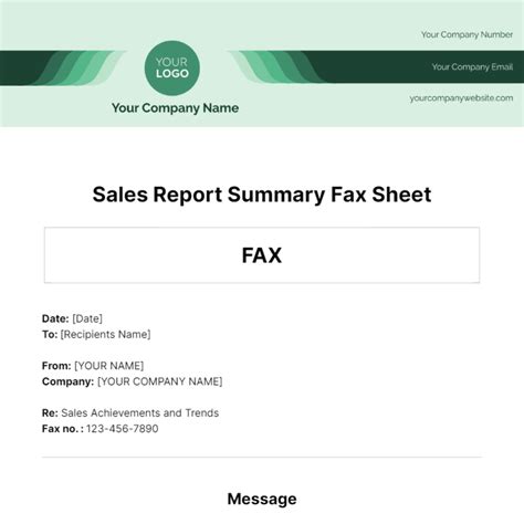 Free Sales Report Summary Fax Sheet Template To Edit Online