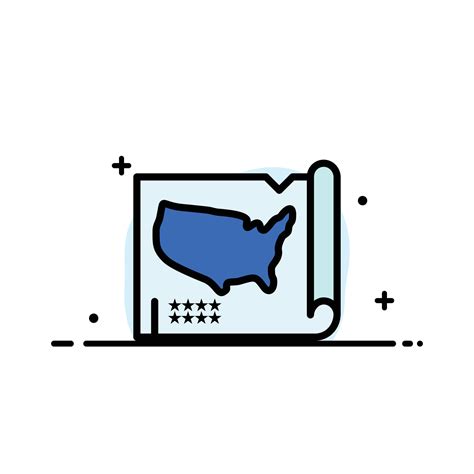 Map States United Usa Business Flat Line Filled Icon Vector Banner