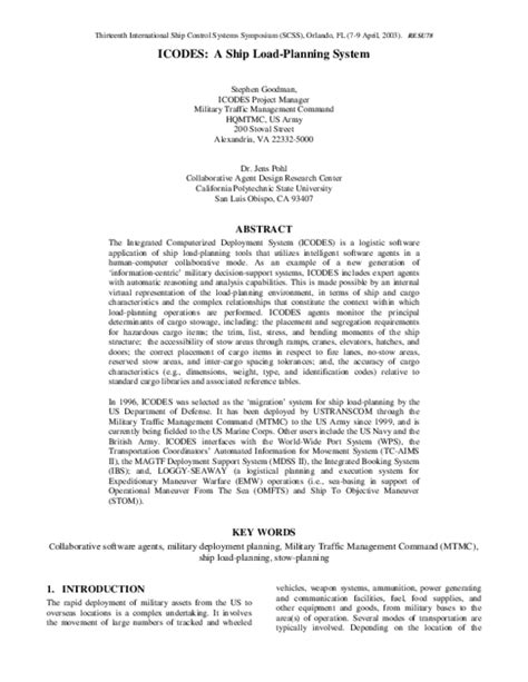 Pdf Icodes A Ship Load Planning System