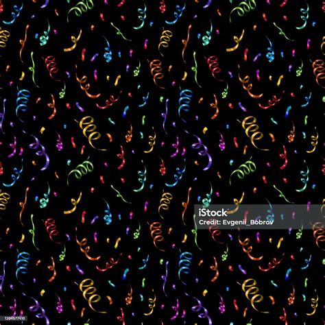 어두운 배경에 밝은 다채로운 색종이와 뱀 기념일 파티 원활한 패턴 기념일에 대한 스톡 벡터 아트 및 기타 이미지 기념일 날기 노랑 Istock