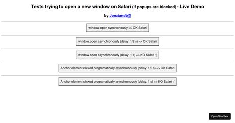 Open New Window On Safari Codesandbox