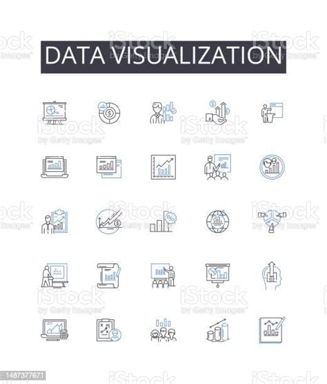 데이터 시각화 선 아이콘 컬렉션입니다 패브릭 색상 질감 스타일 액세서리 패션 예술적 벡터 및 선형 그림 세부사항 해석 성과 개략