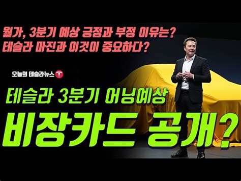 테슬라 3분기 어닝예상 비장의 카드 공개되나 월가 3분기 긍정과 부정 이유는 테슬라 마진 발표와 이것이 중요하다