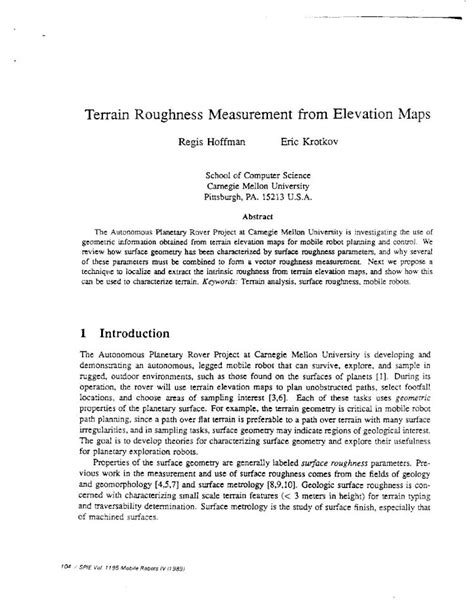 pdf terrain roughness measurement from elevation maps dokumen tips