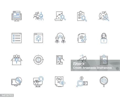 측량 선 아이콘 모음입니다 의견 피드백 설문지 응답 연구 문의 연구 벡터 및 선형 그림 인터뷰 데이터 분석 개요 표지판 세트 설문지에 대한 스톡 벡터 아트 및 기타 이미지