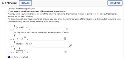 Solved Calculate The Following Integrals If The Answer Chegg