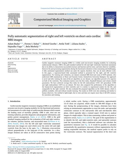 Pdf Fully Automatic Segmentation Of Right And Left Ventricle On Short