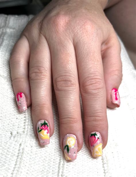 Strawberry Lemonade Press On Nails Etsy