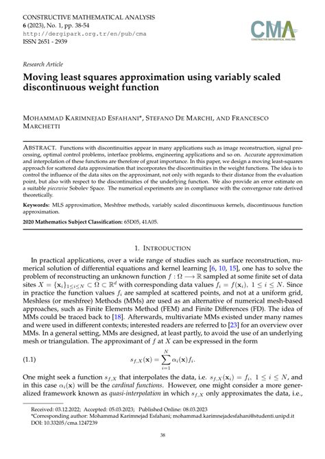 pdf moving least squares approximation using variably scaled
