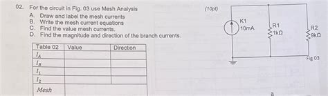 Solved For The Circuit In Fig 03 ﻿use Mesh Analysisa ﻿draw