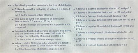 Solved Match The Following Random Variables To The Type Of Chegg
