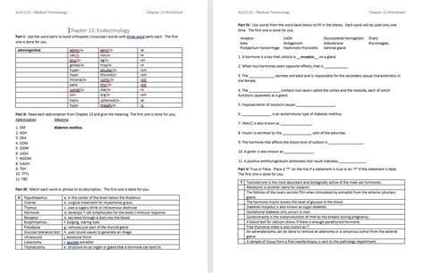 solved alh1110 medical terminology chapter 13 worksheet