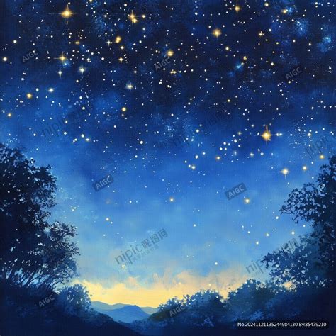 Ai创作图手绘唯美夜晚 唯美浪漫星光 星光装饰画 唯美星雨 满天繁星主题 唯美浪漫星光背景 创意夜晚星点流星 唯美星光璀璨 星河梦境装饰画 唯美大气星光背景 意境图片星月山川挂图 唯美星光海报