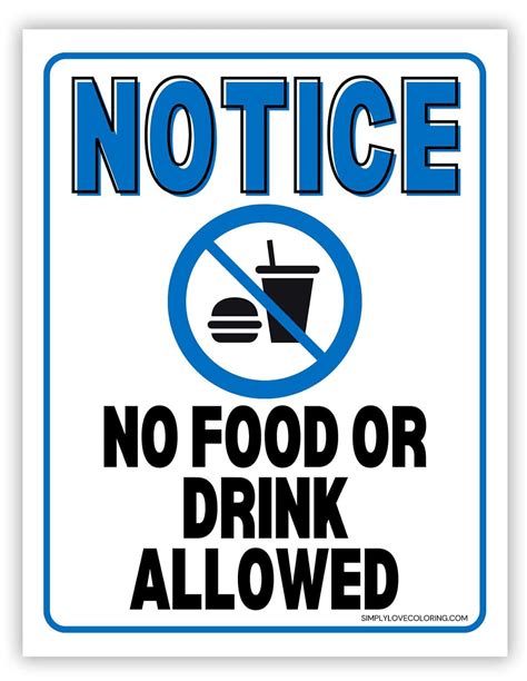 No Food Or Drink Sign Printable Free Pdf Downloads Simply Love Coloring