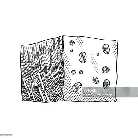 치즈 메뉴 라벨 또는 배너 포스터에 대한 색칠 디자인 엘멘트 유기농 우유 버터 신선한 음식 손으로 그린 스타일의 벡터 스케치 그림 건강한 생활방식에 대한 스톡 벡터 아트 및