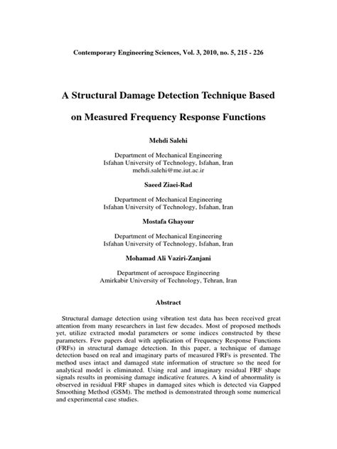 A Structural Damage Detection Technique Pdf Normal Mode Matrix