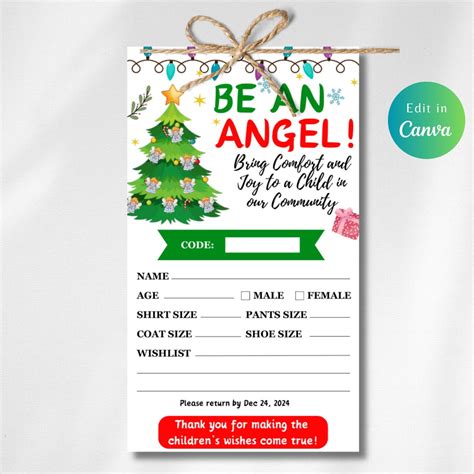 Editable Giving Tree T Tag Angel Tree T Tag Christmas Donation