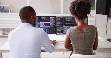 African American Programmer Woman Coding Stock Image Image Of Coder Black 277163737