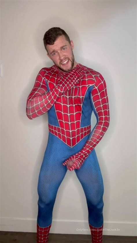 Jock Jerks Off In A Spiderman Suit Thisvid Com