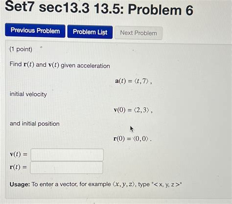 set7 ﻿sec13 3 13 5 problem 6 1 ﻿point find r t ﻿and