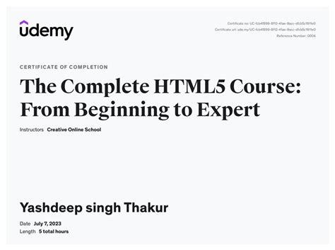 Completed Udemy Html5 Course Yashdeepsingh Thakur Posted On The