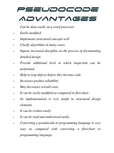 Advantages And Disadvantages Of Pseudocode Pdf Computer Programming