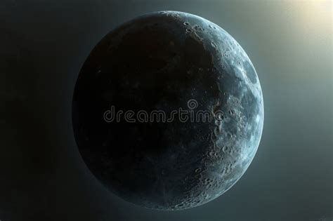 Spherical Planet Pluto With Gray Illuminated Surface Craters And